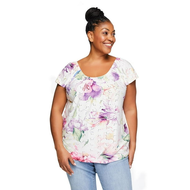 Iyla Plus Women's Eyelet Top, Sizes 1X-4X - Walmart.ca