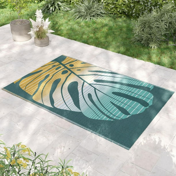 Dalecroft Blue Leaf Reversible Polyweave Outdoor/Beach Mat - Walmart.ca