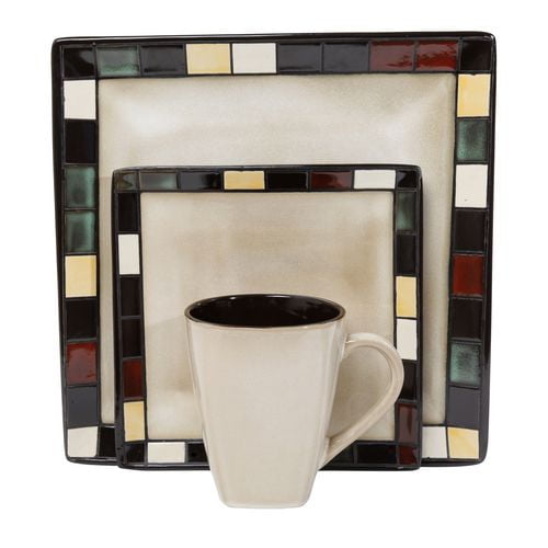 hometrends Mosaic Tile 16 Piece Dinnerware Set Walmart