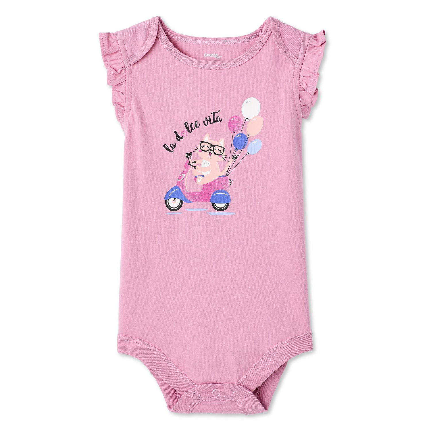 Click here for George Baby Girls Flutter-Sleeve Bodysuit 3-6 Mont... prices