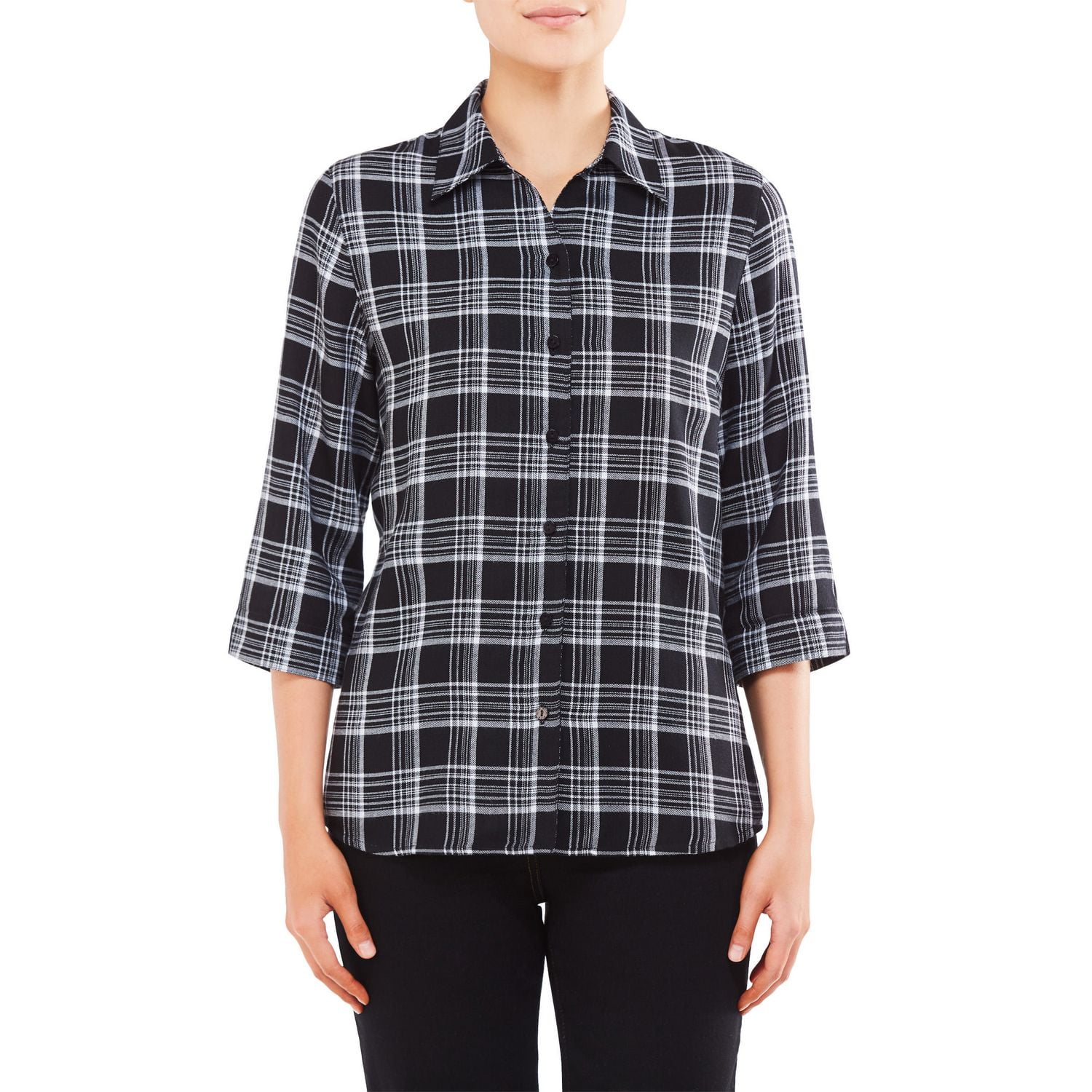 Alia Plaid Button Front Shirt | Walmart Canada