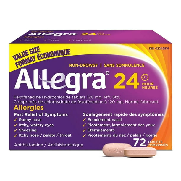 Allegra 24 heures, médicament contre les allergies, sans somnolence ...