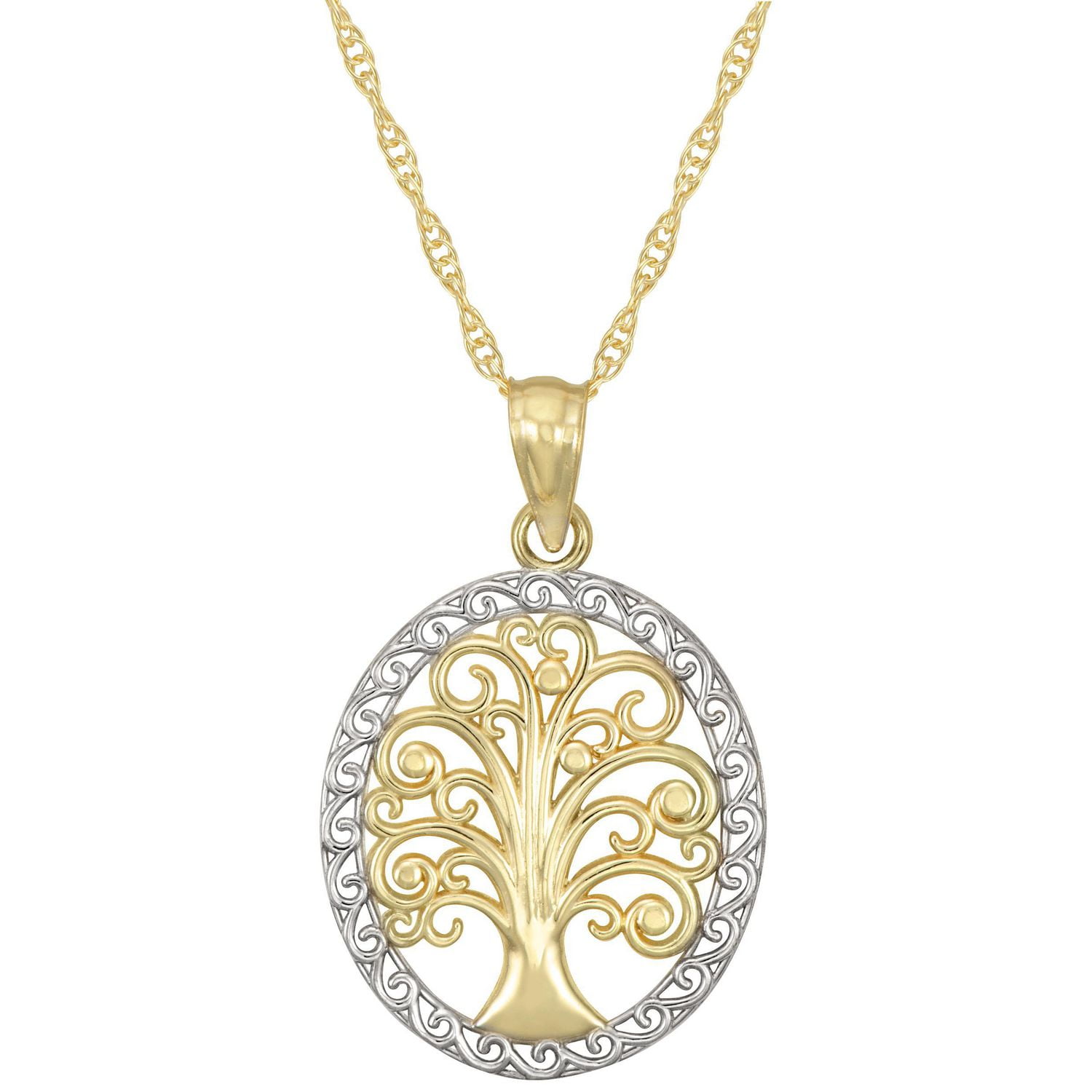 Quintessential 10kt two tone "Tree of Life" pendant with chain ...