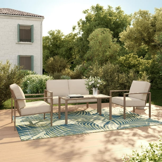 Mainstays Cobble Hill 4-Piece Patio Coversation Set, Versatile outdoor ...