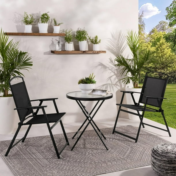 Mainstays Carlington 3-Piece Patio Bistro Set, Durable, folding set ...
