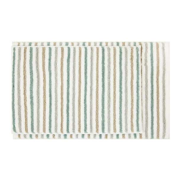 Mainstays Multi-Color Stripe Tufted 2 Piece Bath Rug Set, 100% ...