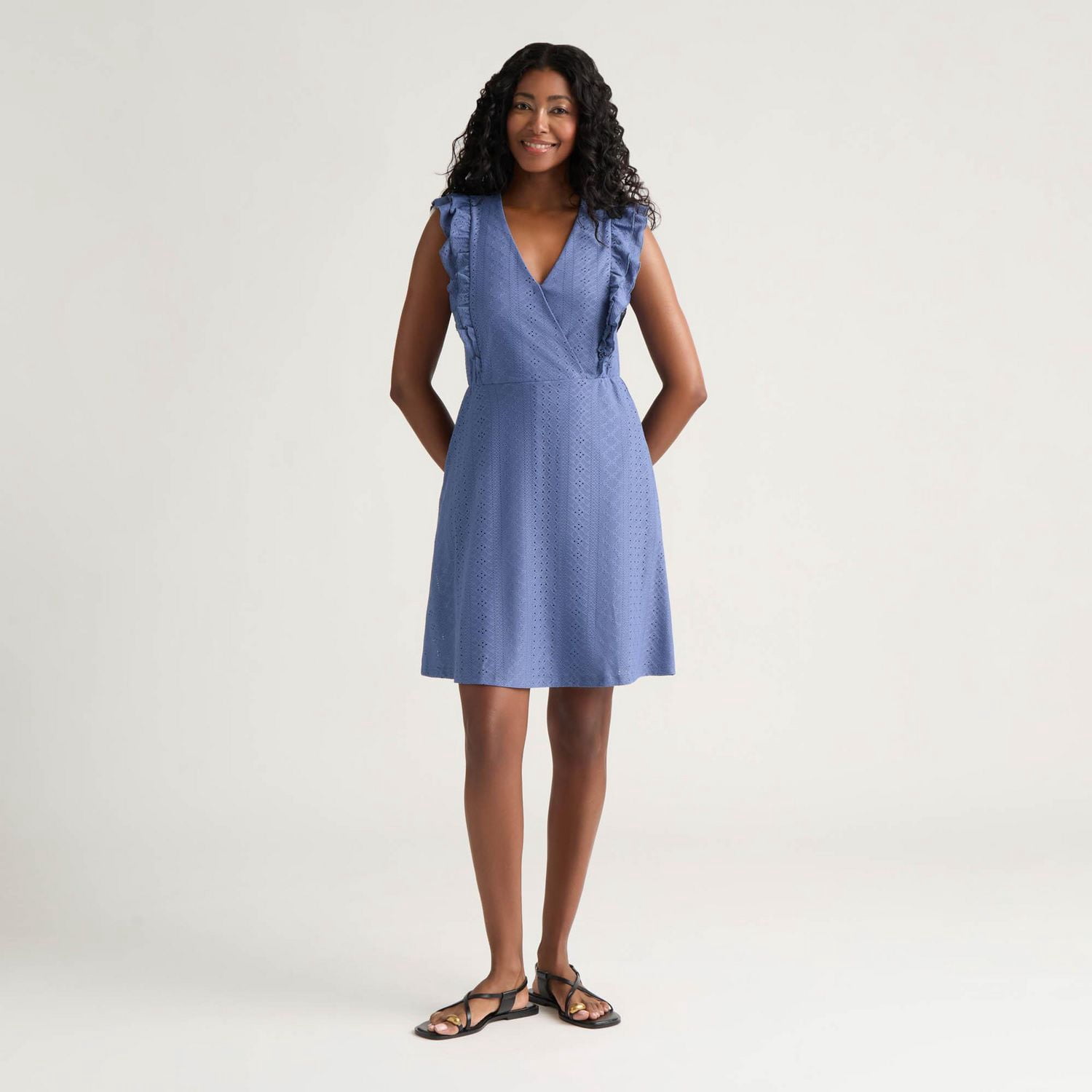 Click here for Mexx Womens Knit Eyelet Romper With Ruffle Trims M prices