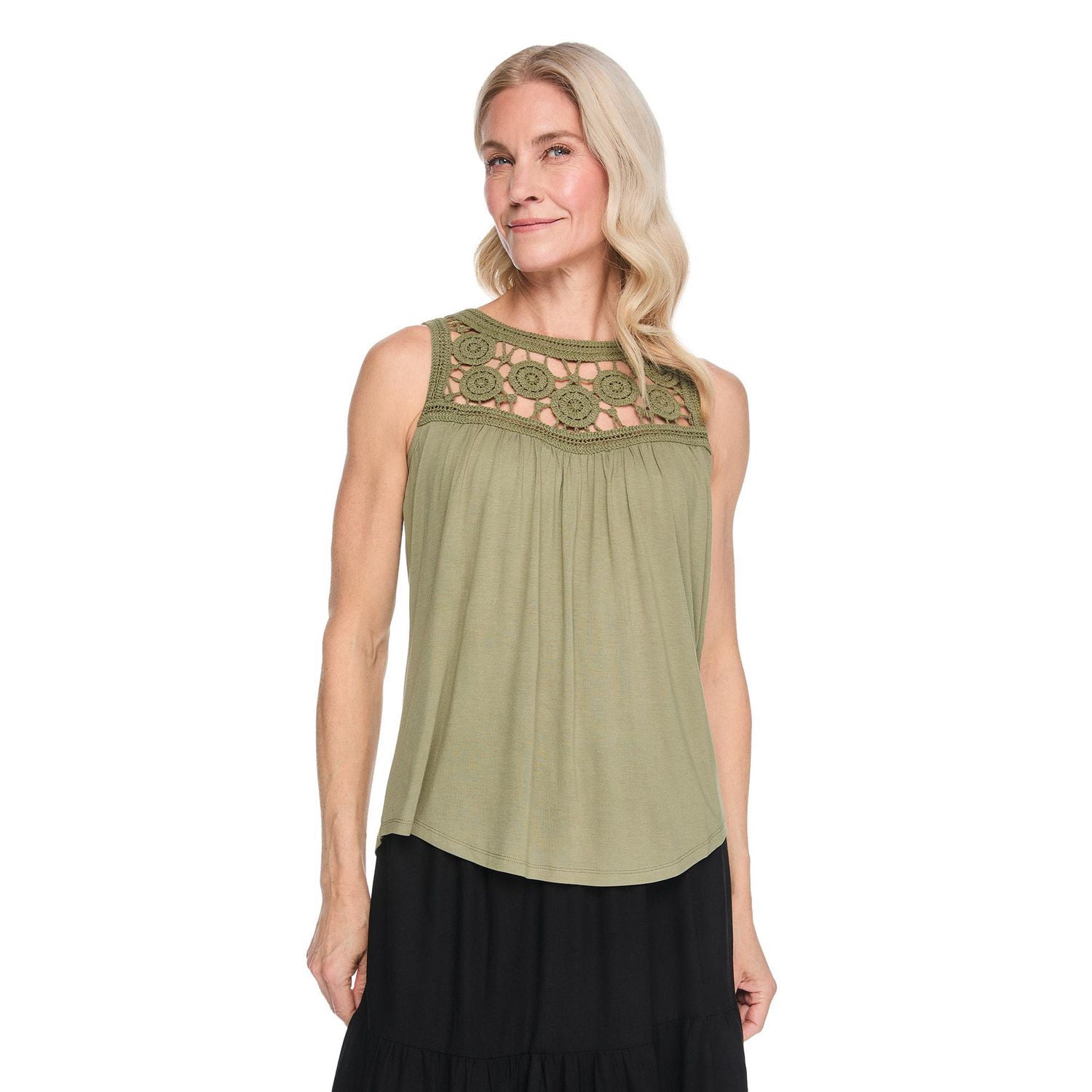 Click here for Iyla Womens Crochet Yoke Tank Top L prices