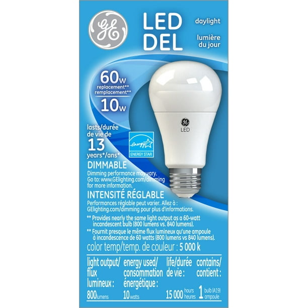 GE Lighting A19 10W LED Daylight Dimmable Bulb - Walmart.ca