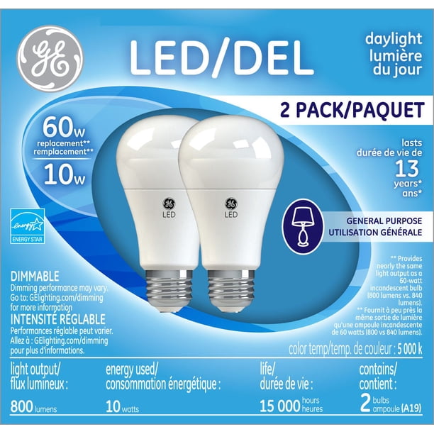 GE Lighting A19 10W LED Daylight Dimmable Bulb - Walmart.ca