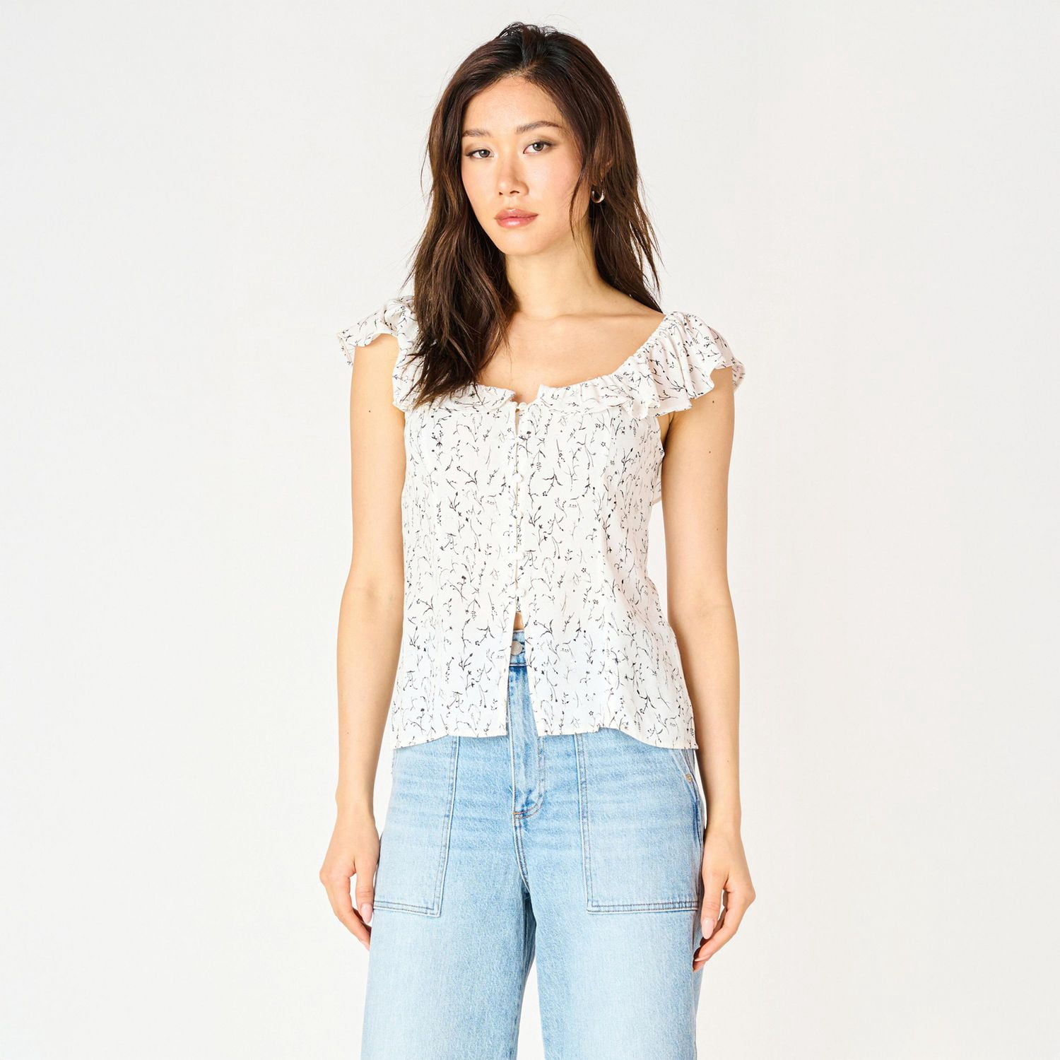 Click here for Devoted  Ruffle Slit Hem Top  Sizes Xs-Xl Xs prices