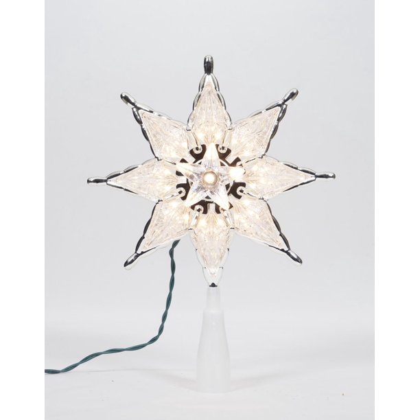 Holiday Time Clear Christmas Tree Topper, Silver-Trim Star, 8", 8in ...