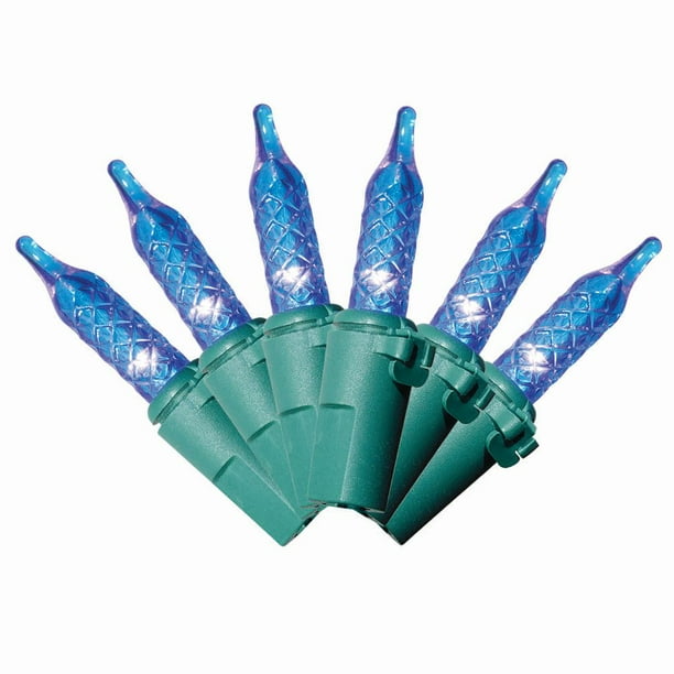 Holiday Time 100-Count Blue LED M5 Christmas Lights, with Green Wire ...