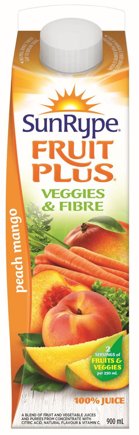 SunRype No Sugar Added Peach Mango Fruit Plus Veggies 100% Juice ...