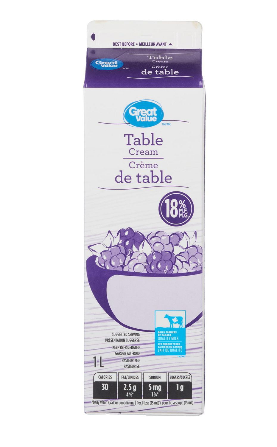 Great Value 18% Table Cream | Walmart Canada