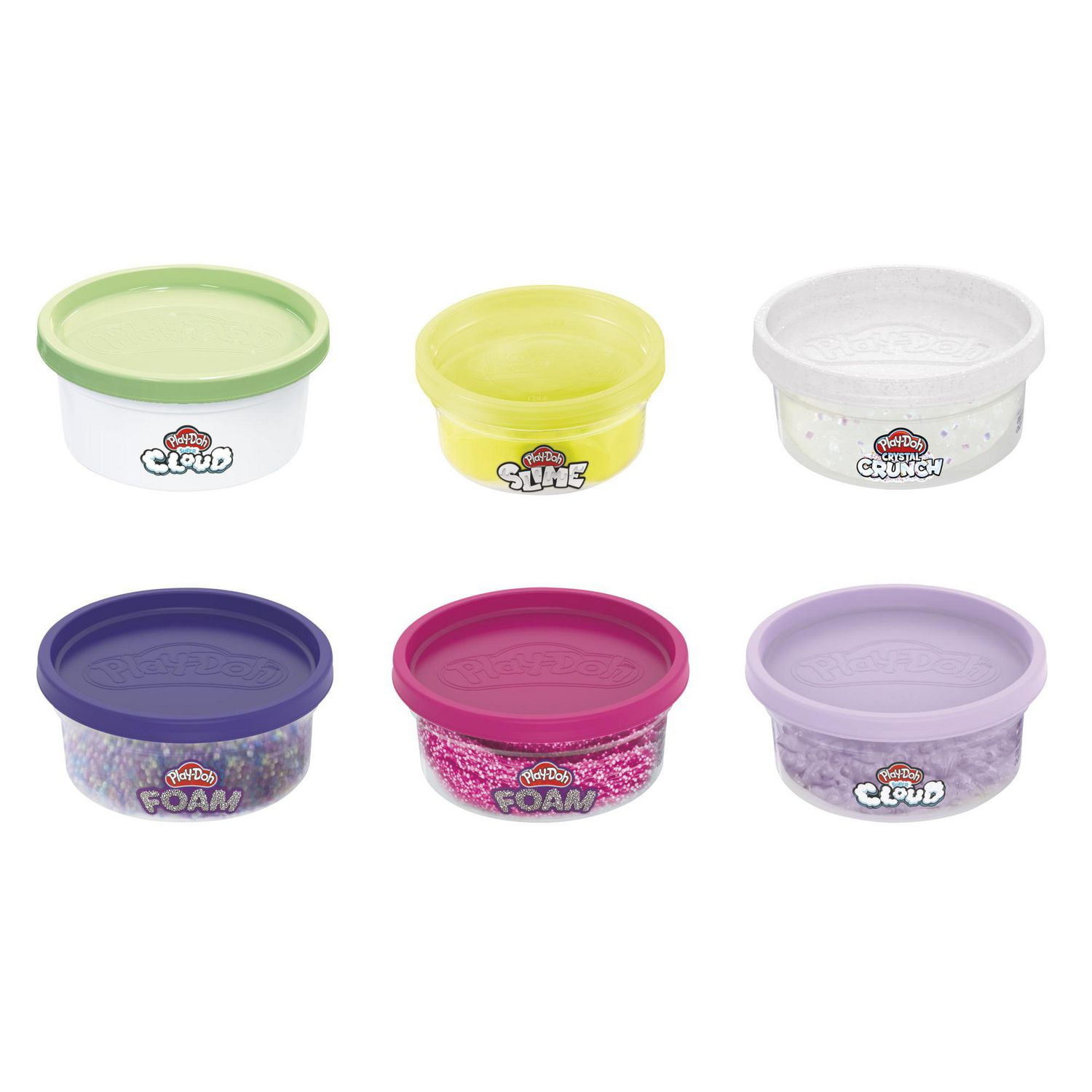 Play Doh Slime Crystal Crunch Super Cloud and Foam Scented 6 Variety Texture Pack Tactile Toy for Kids 3 Years and Up Non Toxic Walmart