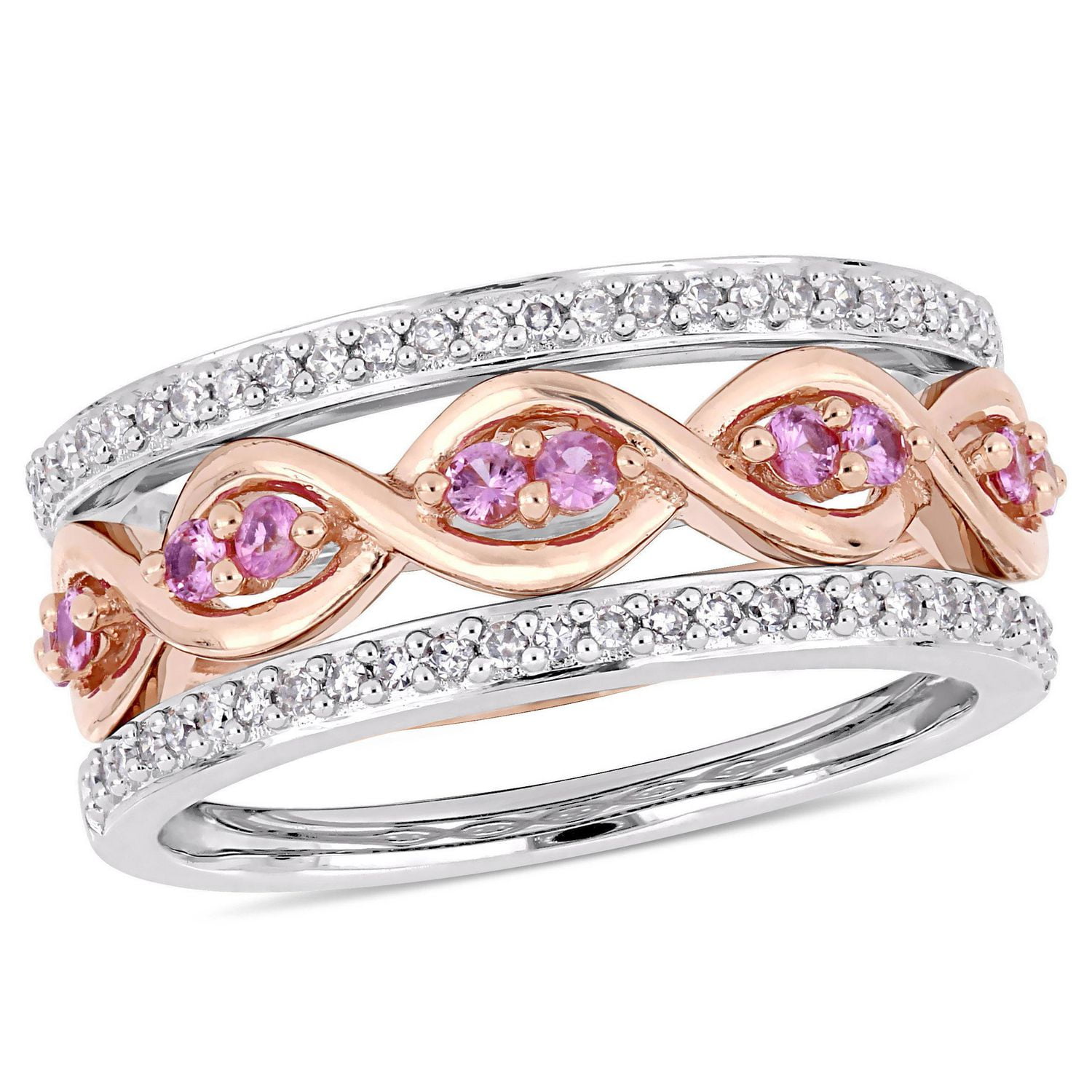 Click here for Miabella 3-Piece Set 1/3 Carat T. G.W. Pink Sapphi... prices