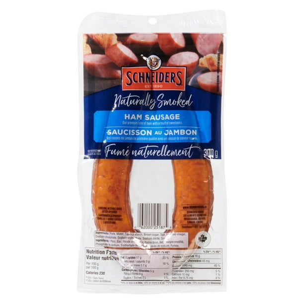 Schneiders Naturally Smoked Ham Sausage Ring, 1 Sausage, 300 g - Walmart.ca