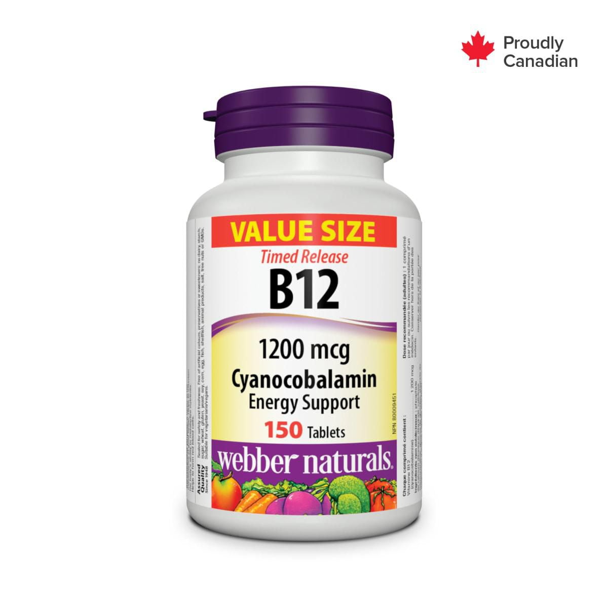 Webber Naturals B12 Cyanocobalamin Timed Release 1200 mcg | Walmart Canada