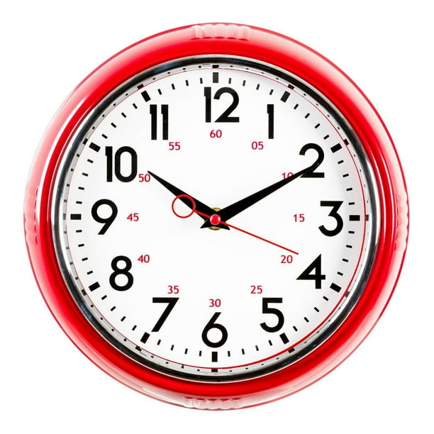 KG Retro Wall Clock with Chrome Bezel and Convex Glass Lens - 9.5", 4 ...