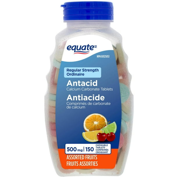 Equate Regular Strength Antacid Calcium Carbonate Tablets, 150 Chewable ...