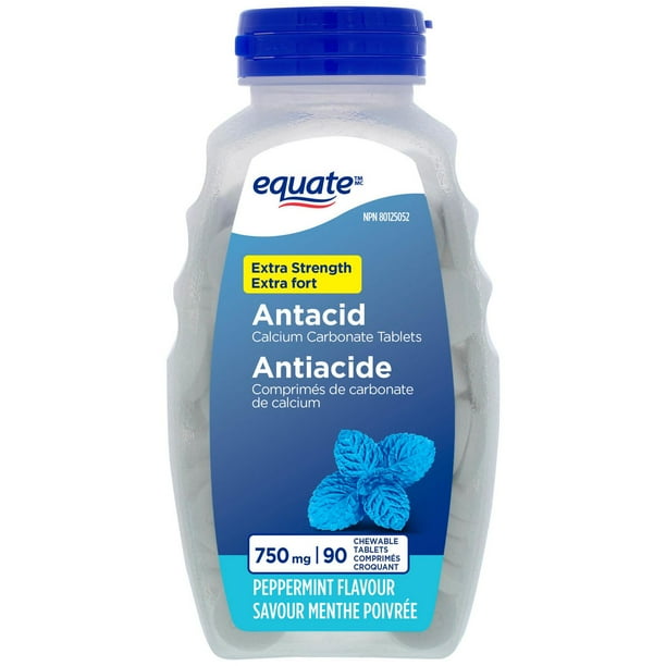 Equate Extra Strength Antacid Calcium Carbonate Tablets, 90 Chewable ...