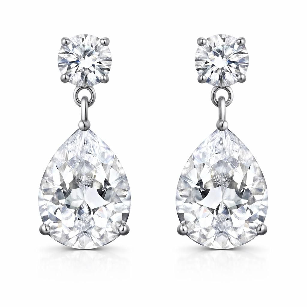 Click here for Luxury Designs Sterling Silver Cubic Zirconia Pear... prices