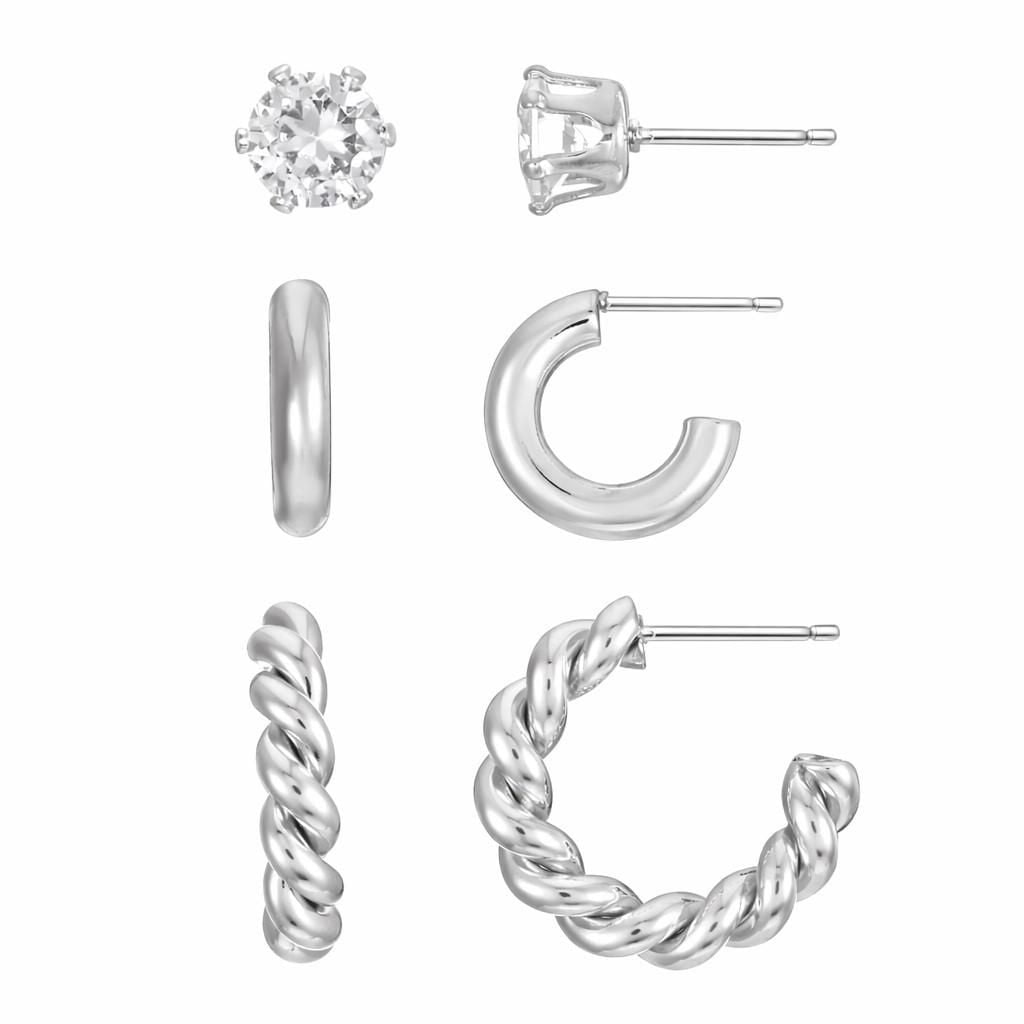 Click here for Luxury Designs Silver Plated Set Of 3 Earrings - C... prices