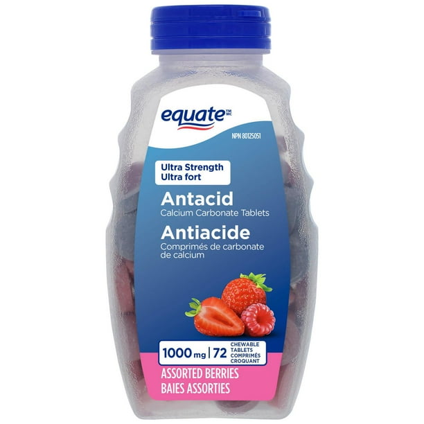 Equate Ultra Strength Antacid Calcium Carbonate Tablets, 72 Chewable ...