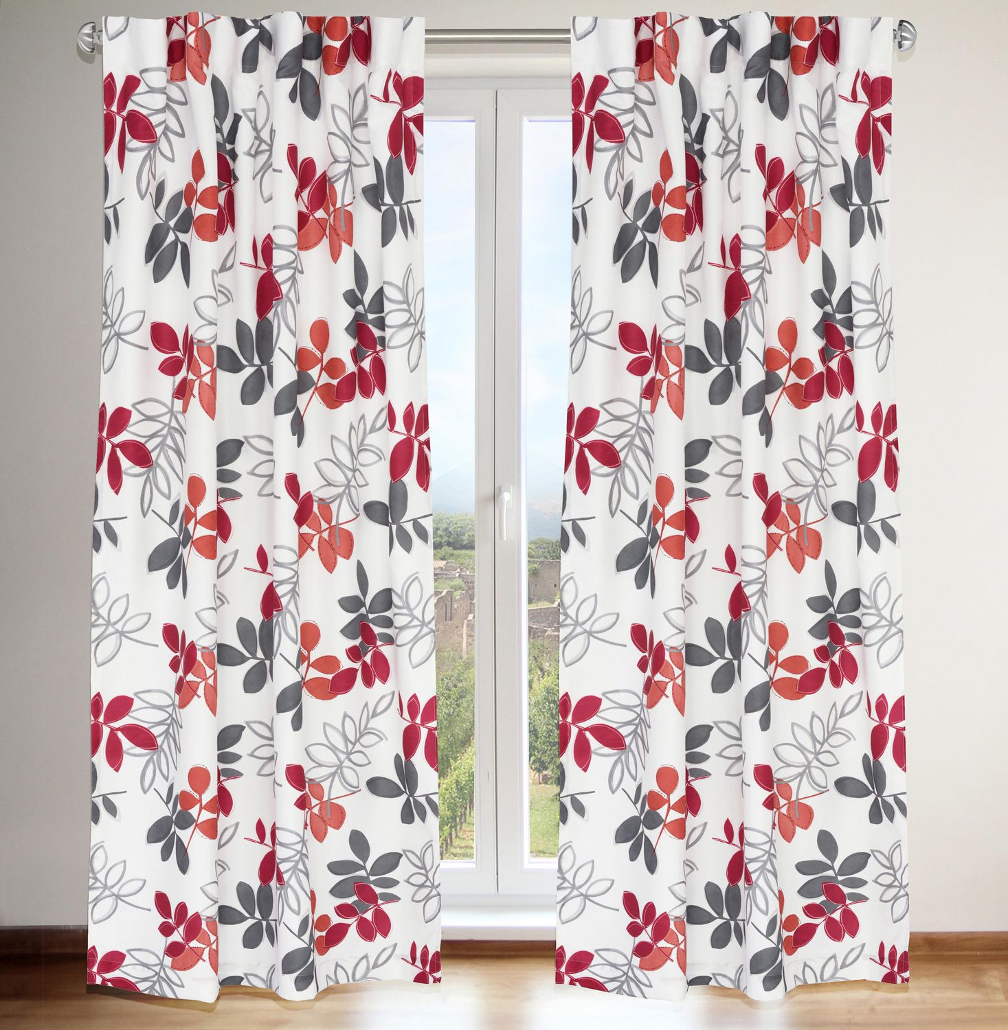 LJ Home Fashions OLA Watercolor Floral Tab Top Curtain Panels (Set of 2 ...
