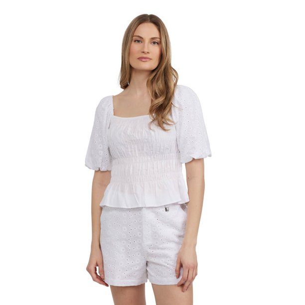 Mexx Women’s Smocked Top with Eyelet Sleeves, Sizes: xs-xl - Walmart.ca