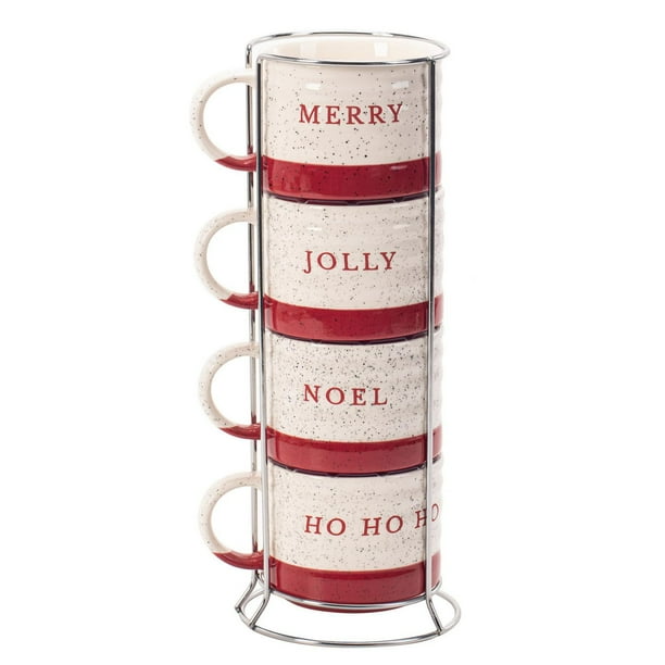 Holiday Time Two Tone with Decal Stacking Mug Set, 9.5 oz, 1 set ...