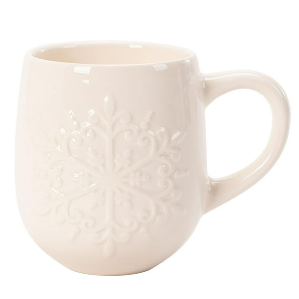 Holiday Time Embossed Snowflake Ceramic Mug, 17 oz, 1 piece, Mug ...