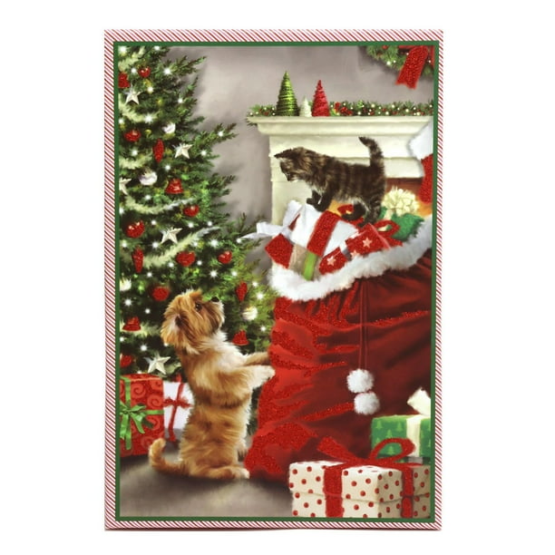 Holiday Time Christmas Medium Rectangle Rigid Gift Box, Gift Sack, Red ...