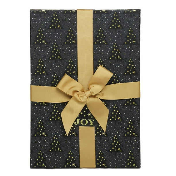 Holiday Time Christmas Ready-To-Gift Box, Trees, Gold, Holiday Time ...