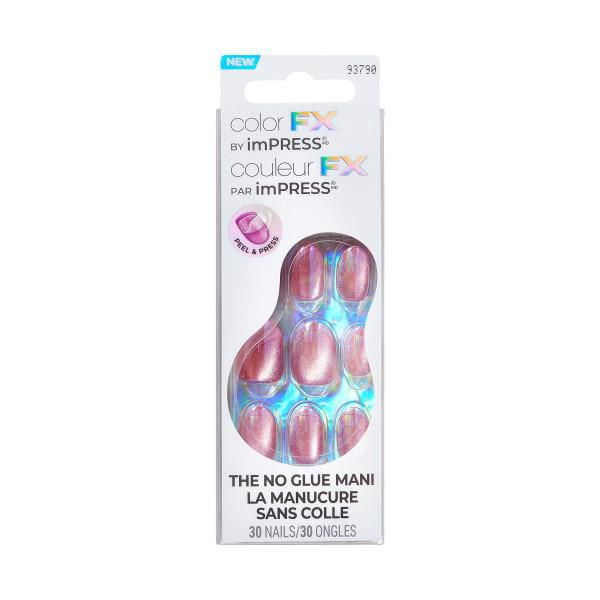 KISS imPRESS Color FX - Fake Nails - Starry - Oval - Short - 30 count ...
