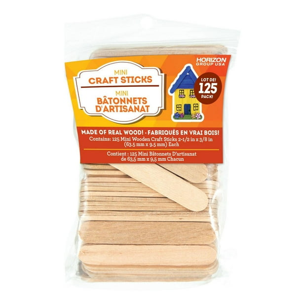 Horizon Group USA Mini Wooden Craft Sticks, 125-Pack, mini craft sticks ...
