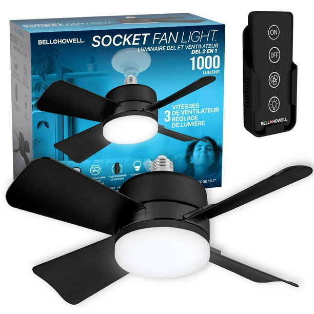 Bell + Howell Socket Fan Light 2-in-1 LED Ceiling Fan with Remote ...