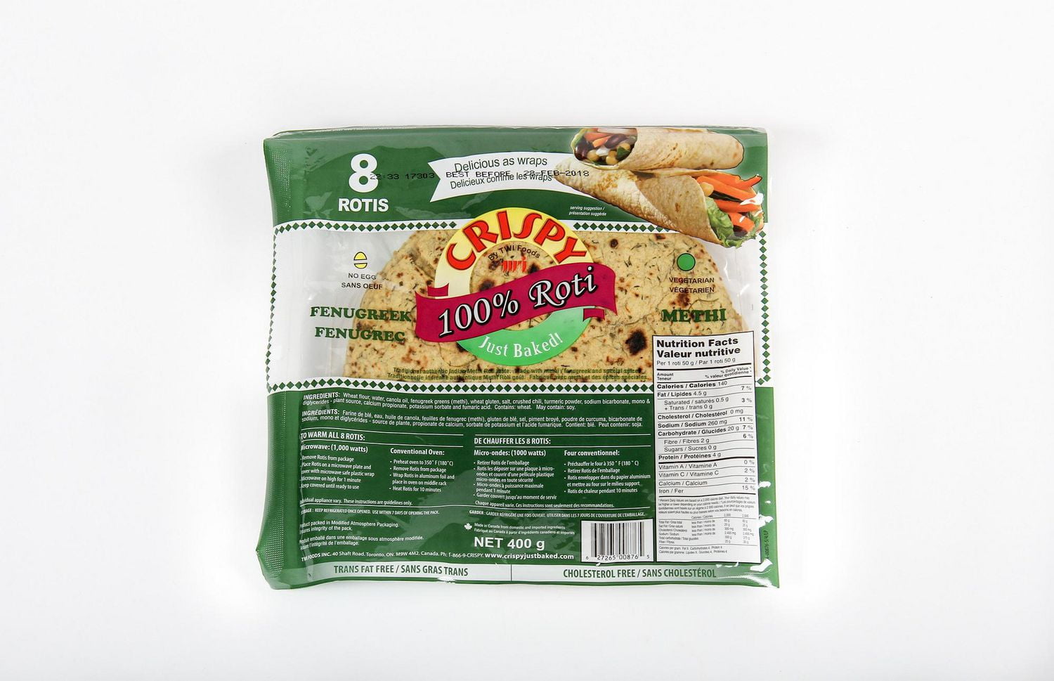 Click here for Twi Foods Inc Methi (Fenugreek) Roti prices