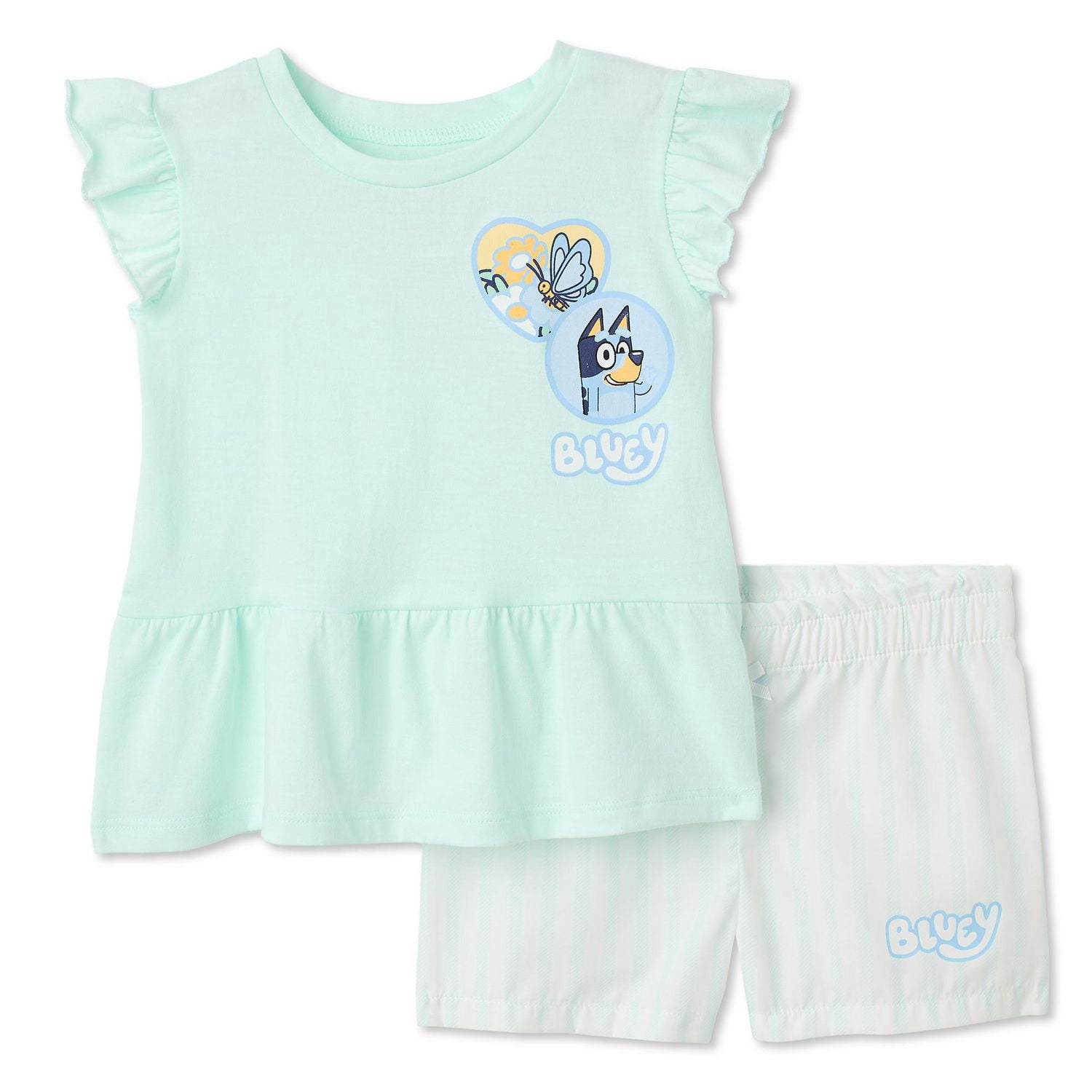 Click here for Bluey Toddler Girls Two Piece Flutter-Sleeve Top S... prices