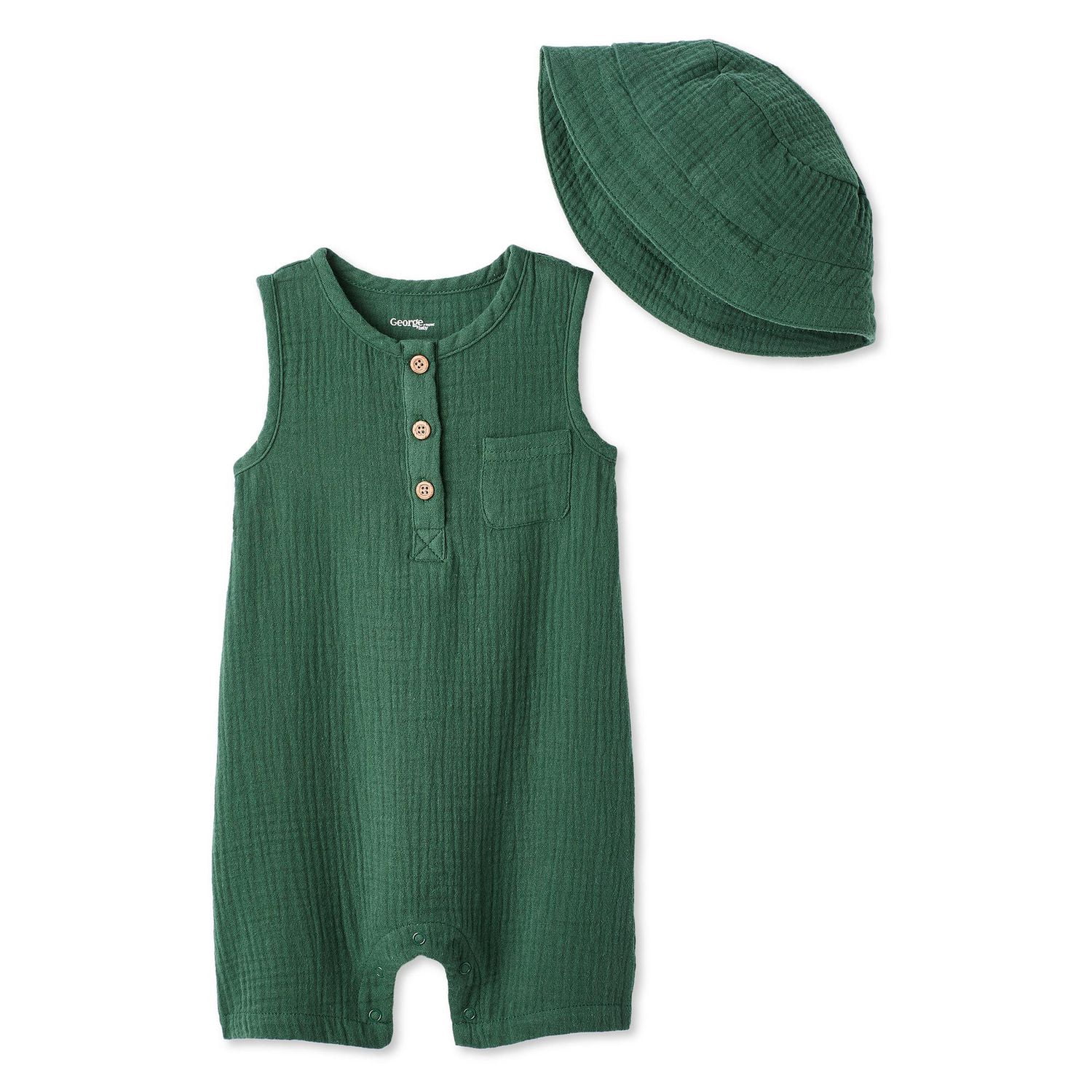 Click here for George Baby Boys Two Piece Crinkled Romper Set 12-... prices