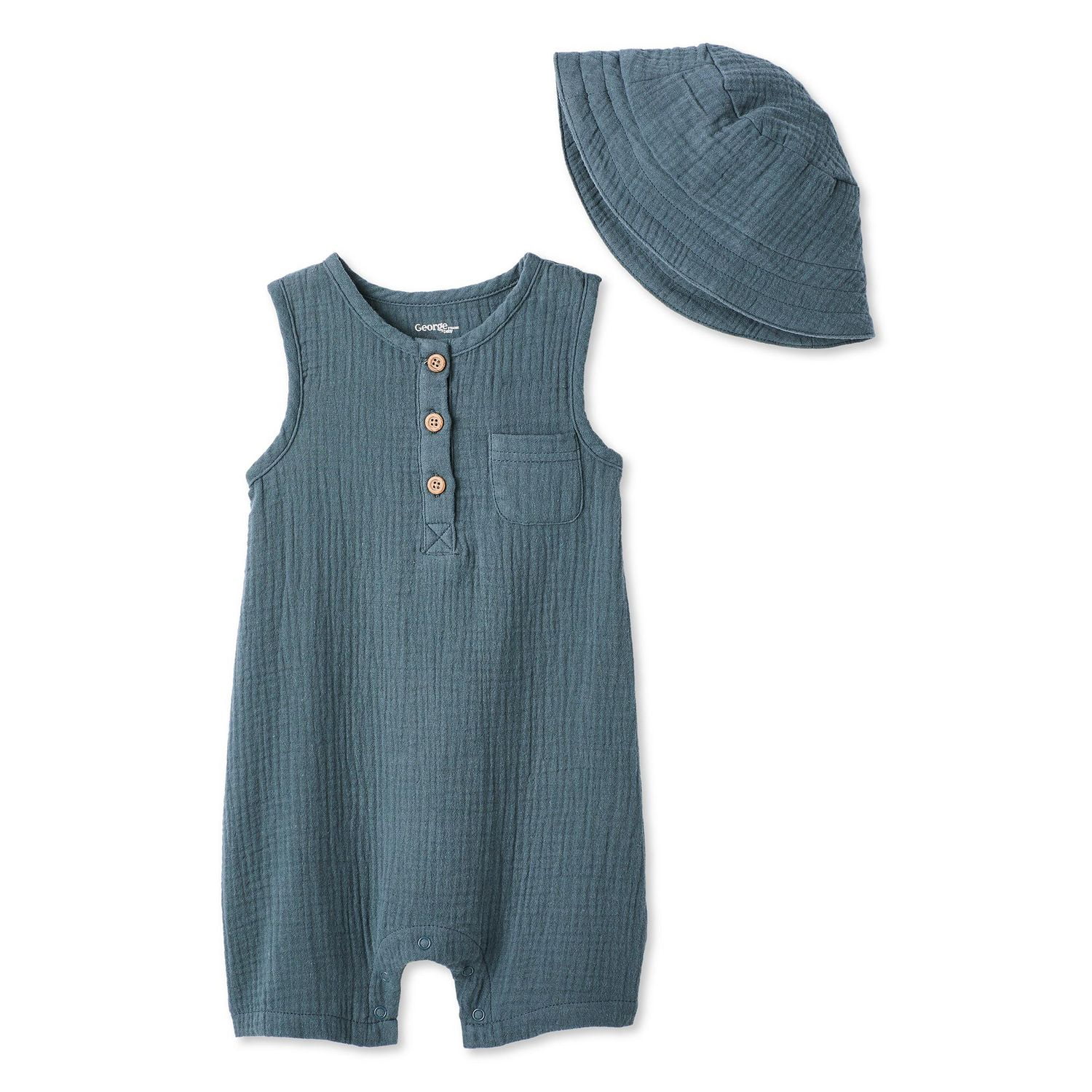 Click here for George Baby Boys Two Piece Crinkled Romper Set 12-... prices