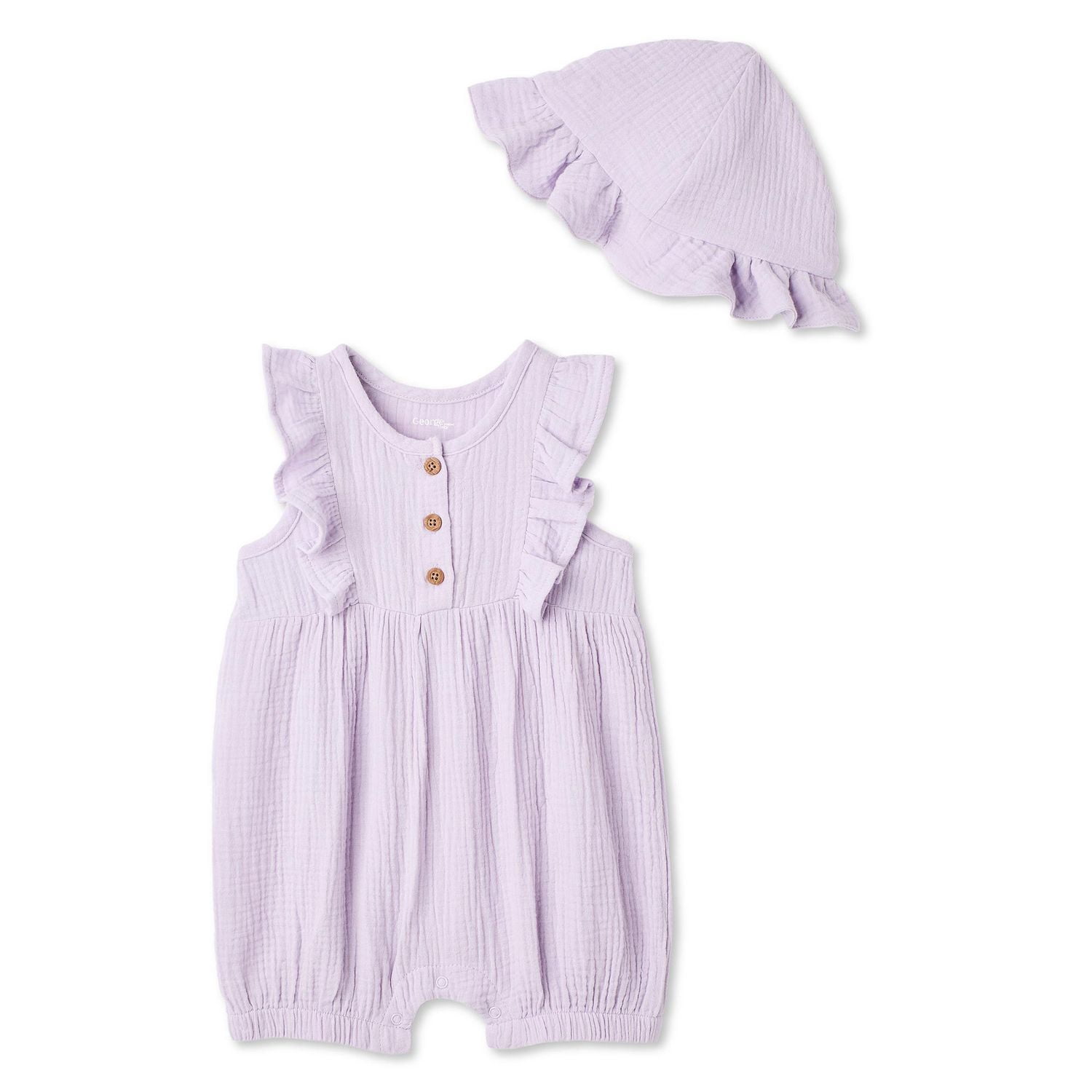 Click here for George Baby Girls Two Piece Crinkled Romper Set 18... prices