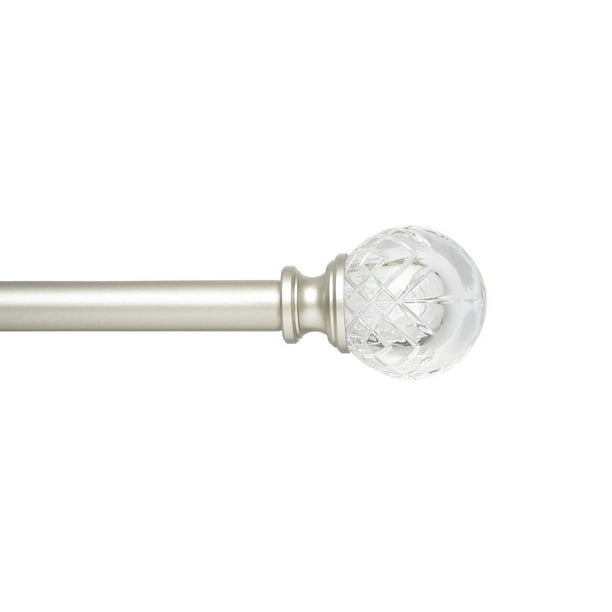 Hometrends Acrylic Ball 3/4" Drapery Rod Set 42-120", Curtain Rod Set ...