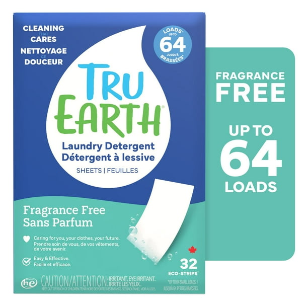 Tru Earth Laundry Detergent Eco-Strips - 32 Strips - Fragrance Free ...