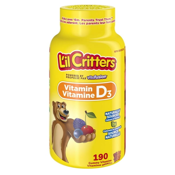 L'il Critters Kids Vitamin D3 Gummies, 800 IU Vit D3 Daily Dose, 190 ...