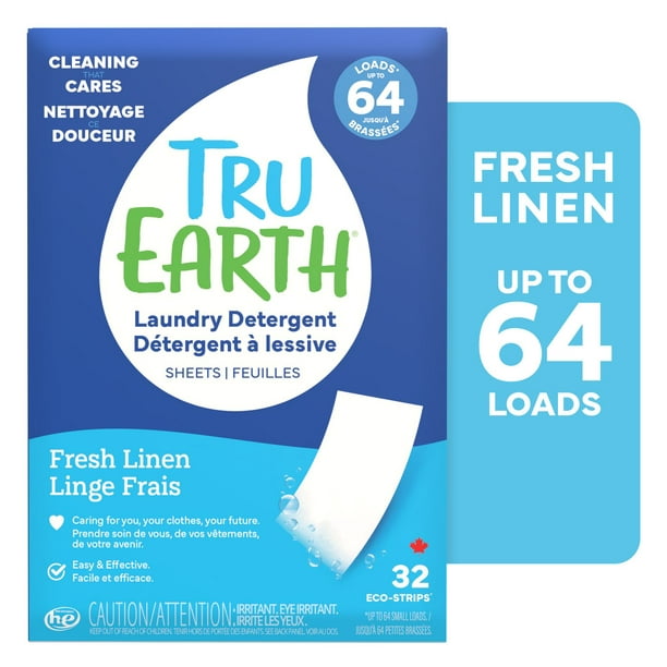 Tru Earth Laundry Detergent Sheets - 32 Strips - Fresh Linen, Fresh ...