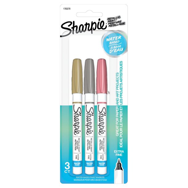 Sharpie Water-Based Paint Markers, Extra-Fine Point, Metallic Colours ...