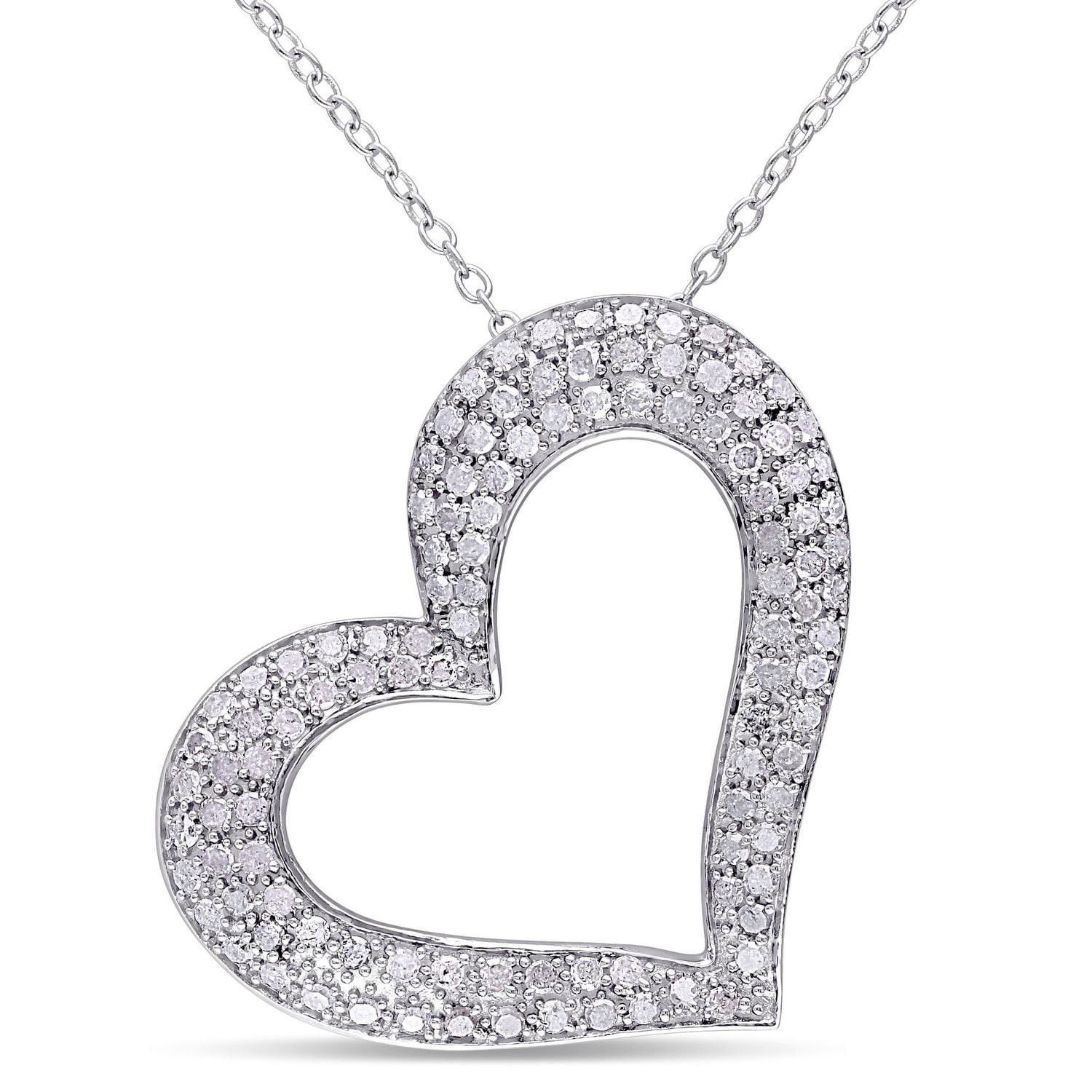 Click here for Miabella 1 Carat T. W. Diamond Sterling Silver Hea... prices