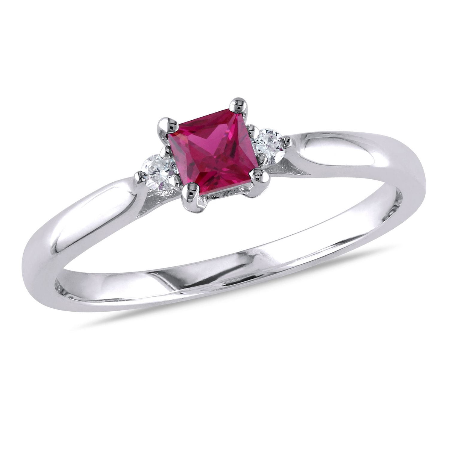 Tangelo 0.33 Carat T.G.W. Created Ruby and Diamond Accent Sterling ...